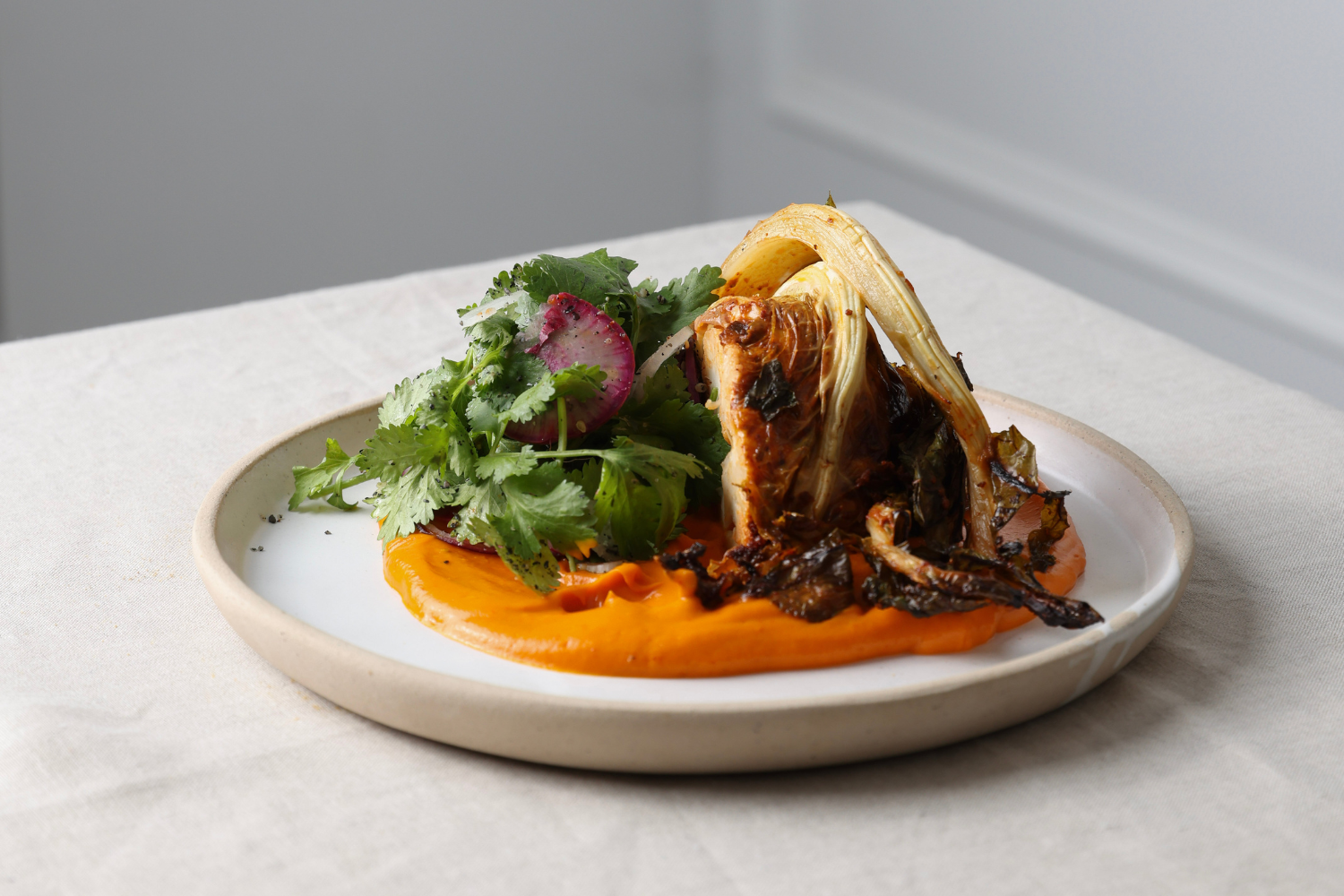 Ancho Marinated Whole Roast Cauliflower, Carrot Purée, Coriander Salad ...